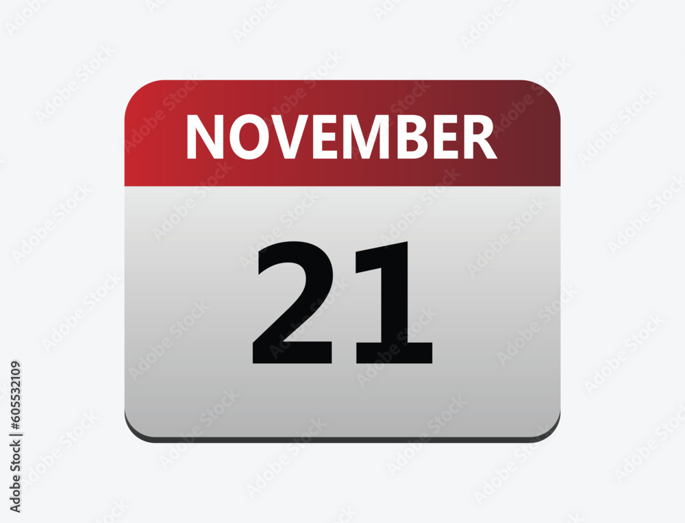 21th November calendar icon. Calendar template for the days of December ...