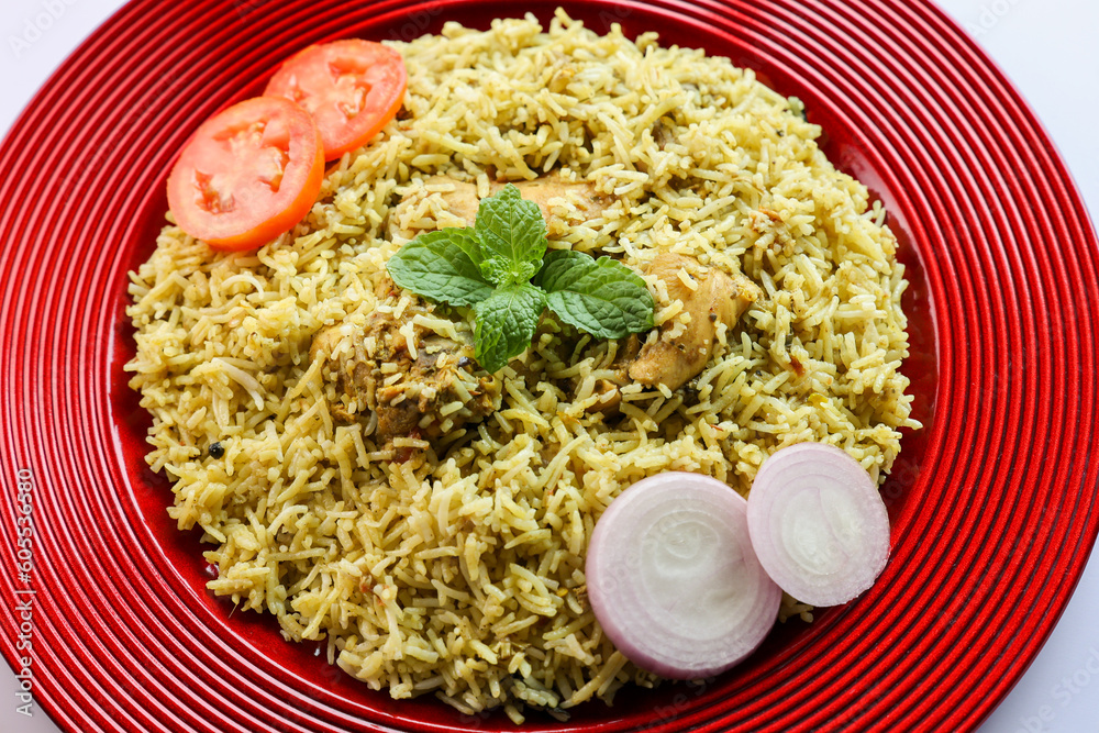 Chicken biryani Spicy Indian Malabar biryani Hyderabadi biryani Dum ...