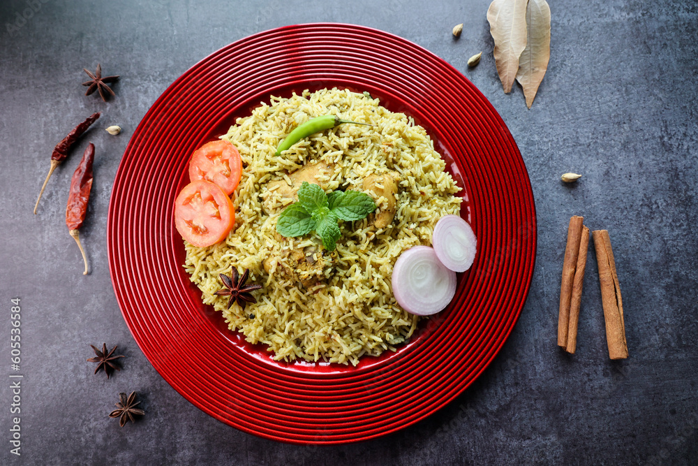 Chicken biryani Spicy Indian Malabar biryani Hyderabadi biryani Dum ...