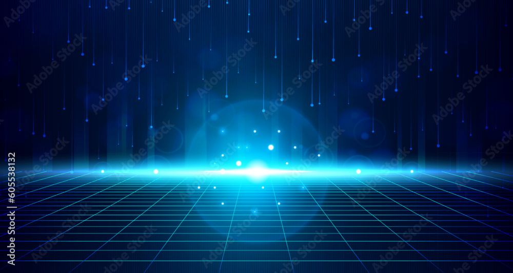 Digital technology metaverse neon green blue background, cyber ...