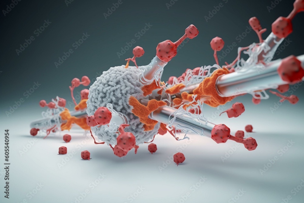 3D rendering of antibody and antigen bonding closely. The variable ...