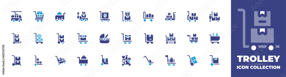 Trolley icon collection. Duotone color. Vector and transparent ...
