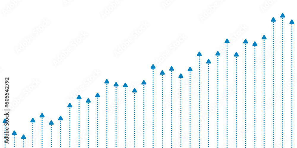 Abstract blue growing financial linear graph chart arrows background ...