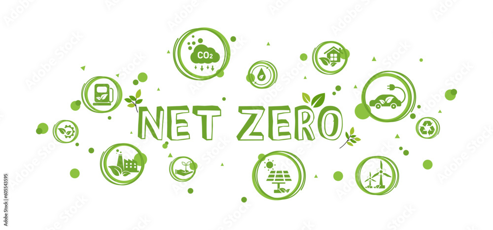 Net zero and carbon neutral concept. Net zero greenhouse gas emissions ...