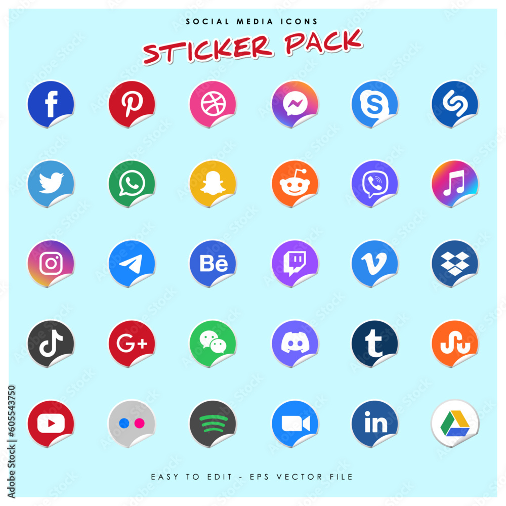 Vector collection of popular social media icon logo. Facebook ...