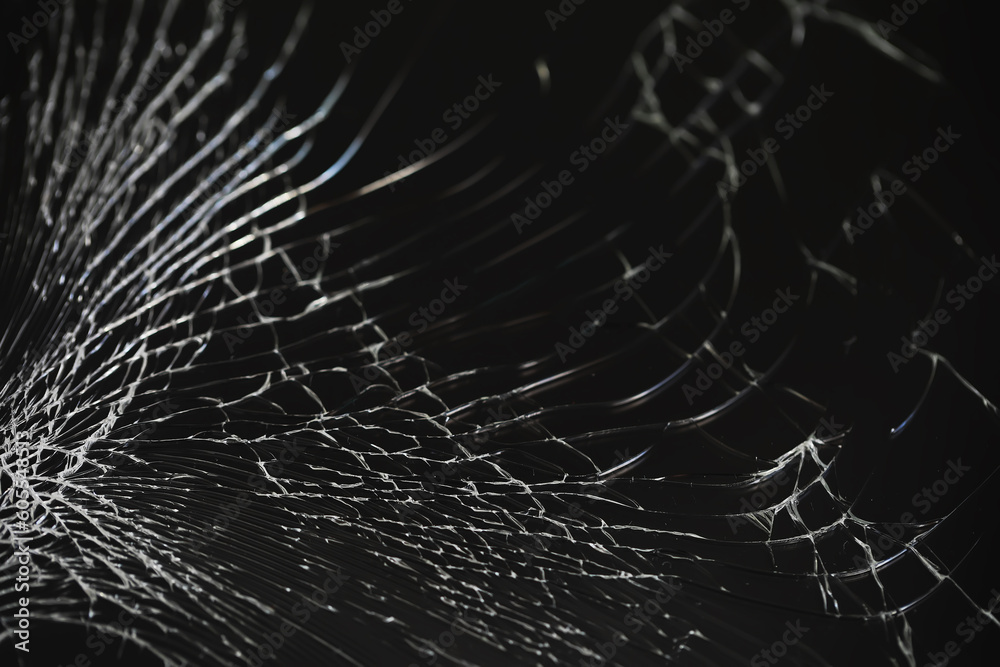 Art of wrinkles and cracks of glass caused by smashing and falling ...