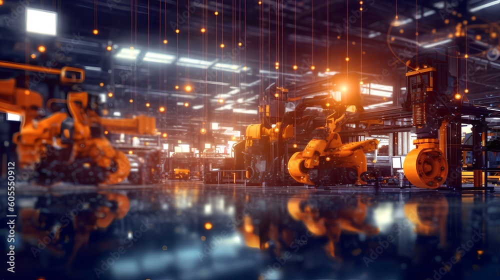 Industrial IoT smart factory concept, featuring a factory building ...