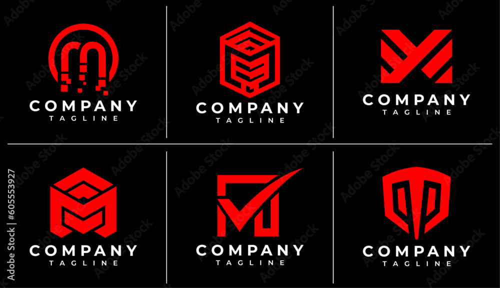 Modern digital line letter M logo design bundle Stock Vector | Adobe Stock