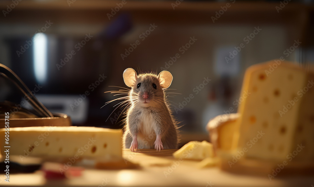Inquisitive Mouse on the Hunt for Cheese Crumbs: Photo of mouse ...