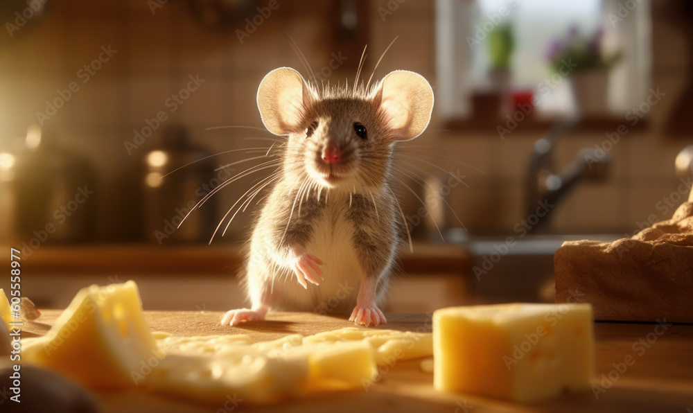 Inquisitive Mouse on the Hunt for Cheese Crumbs: Photo of mouse ...