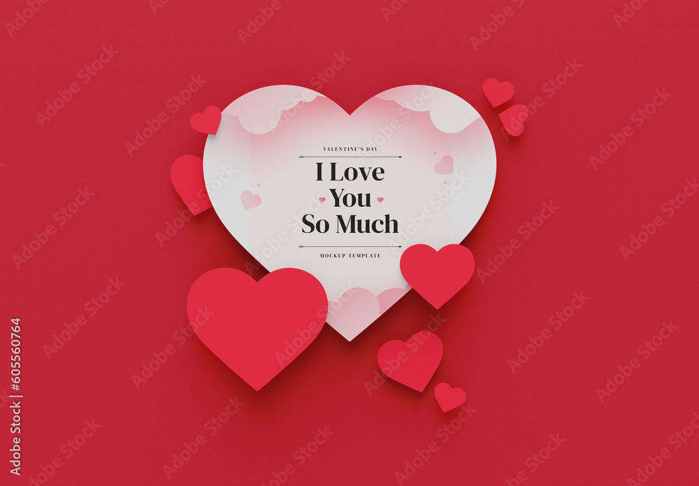 Valentines Day Heart Mockup Stock Template | Adobe Stock
