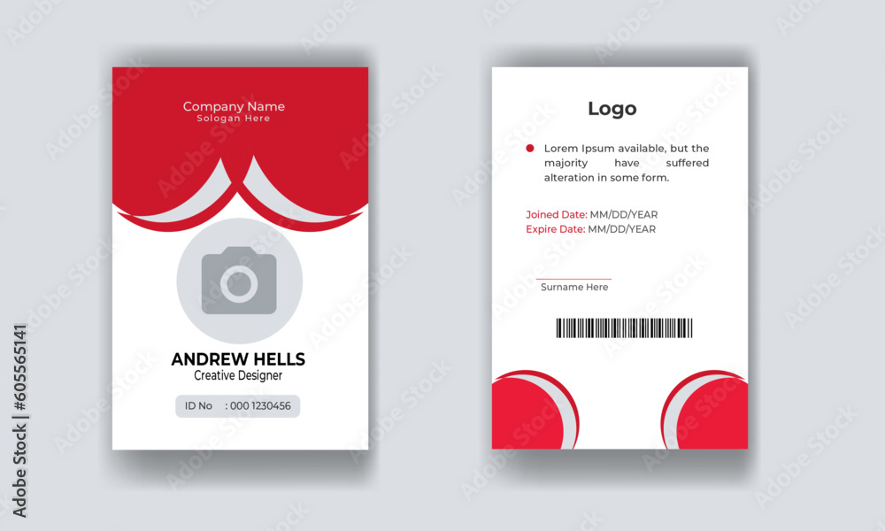 id card template, Geometric ID Card Template. Vertical Double-sided ...