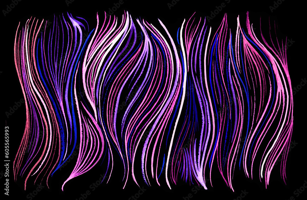 Vertical wavy lines of different shades of pink and blue. Isolated on ...