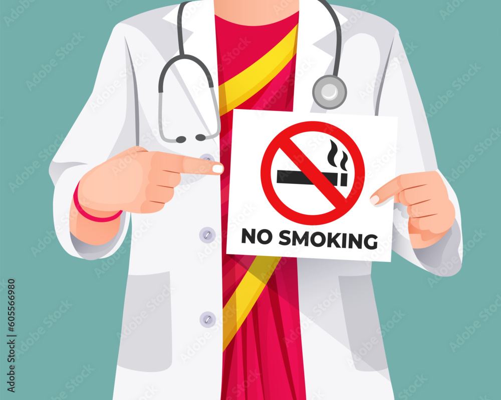 A female doctor holding no smoking sign, quit smoking, no tobacco day ...