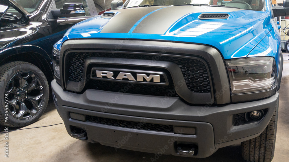 dodge ram us truck logo sign and brand text on pickup suv car Stock ...