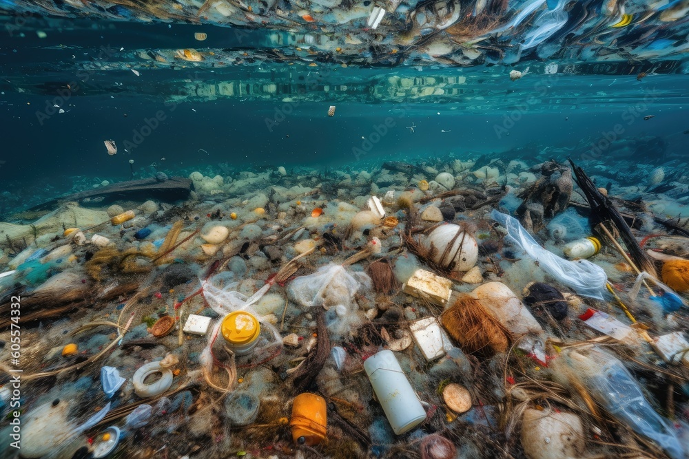 microplastic pollution on the seabed, with microplastics and other ...