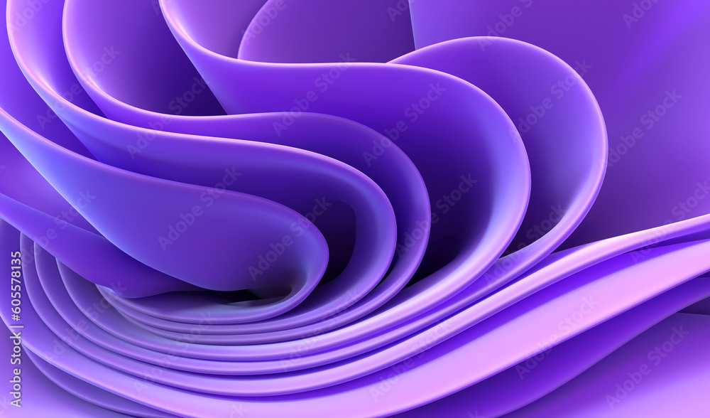 Multilayer abstract background with wavy curved ribbons in shape flower ...