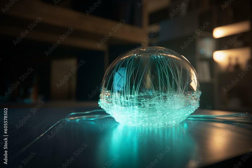 3D depiction of fiber optic internet service delivered to homes ...