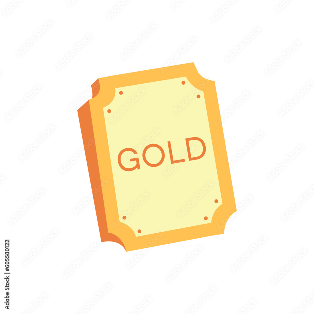 Vector gold 3d plate, cartoon sign isolated white background. Stock ...