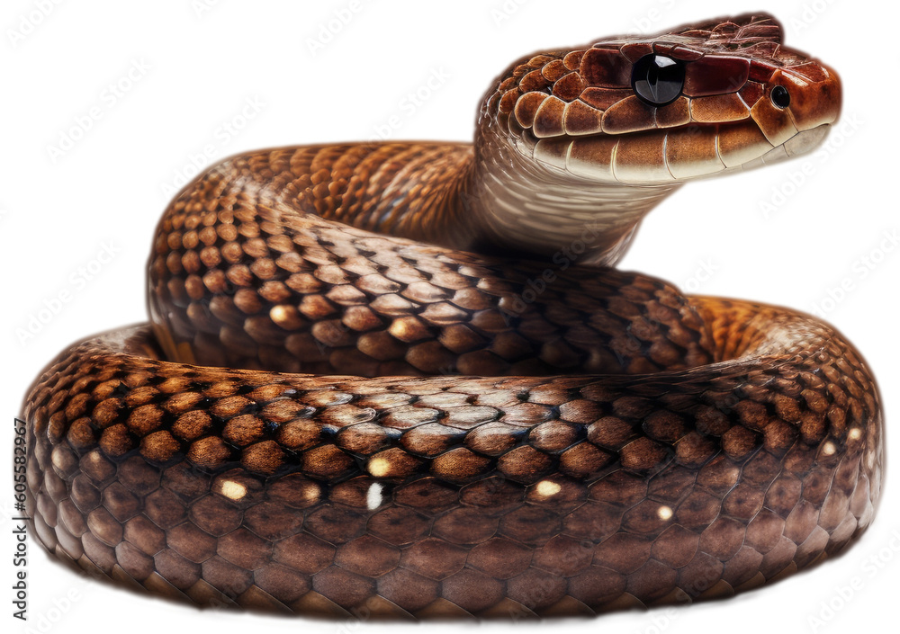 brown poisonous viper snake isolated on a transparent or white ...