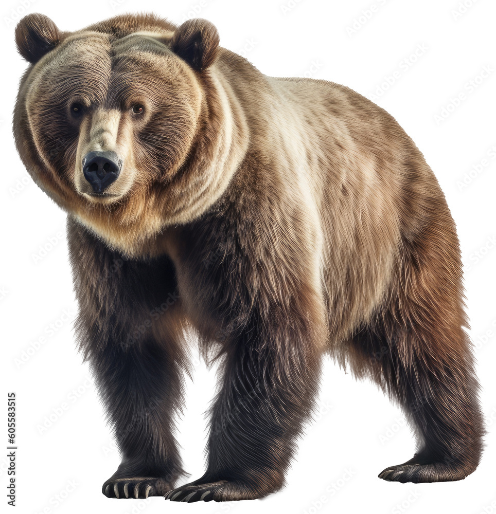 Wild grizzly bear isolated on a white background as transparent PNG ...