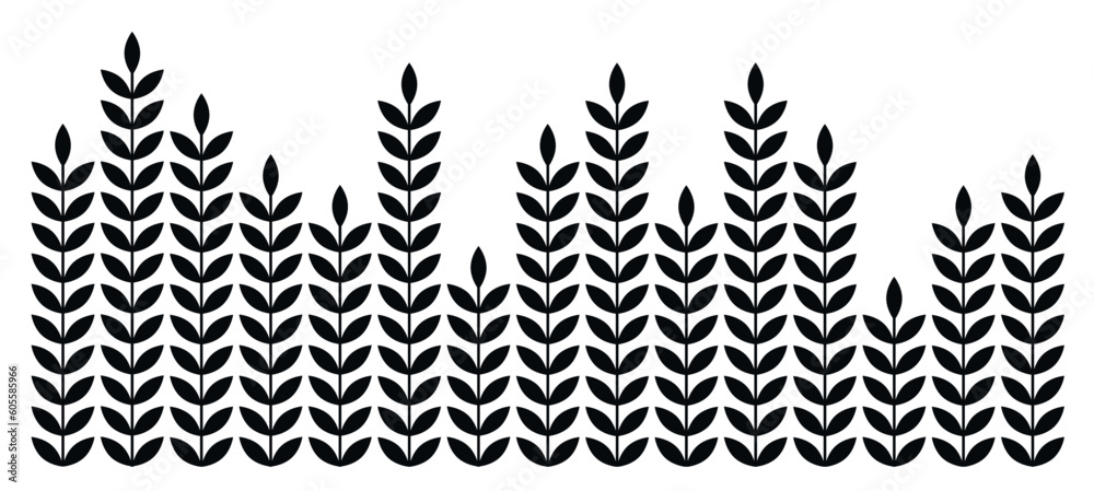 Ear of malt, corn, wheat seamless pattern. Repeating black agriculture ...