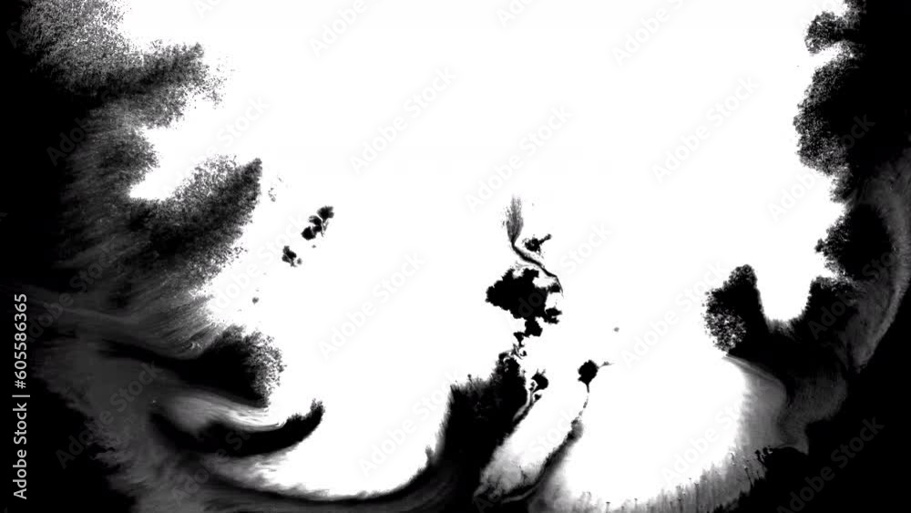 Ink splatter brush stroke transition abstract ink brush slow motion ...