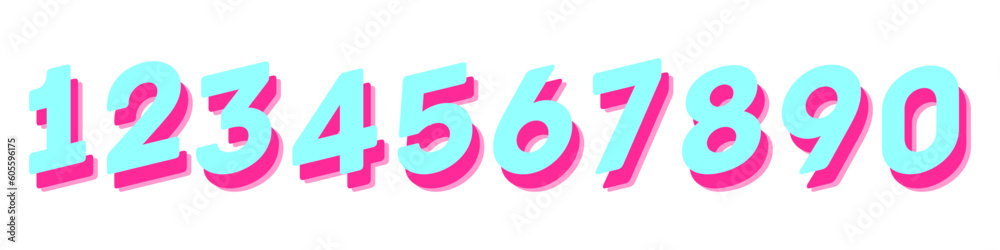 Set of bright colored numbers, from 1 to 10. Numbers for design, apps ...