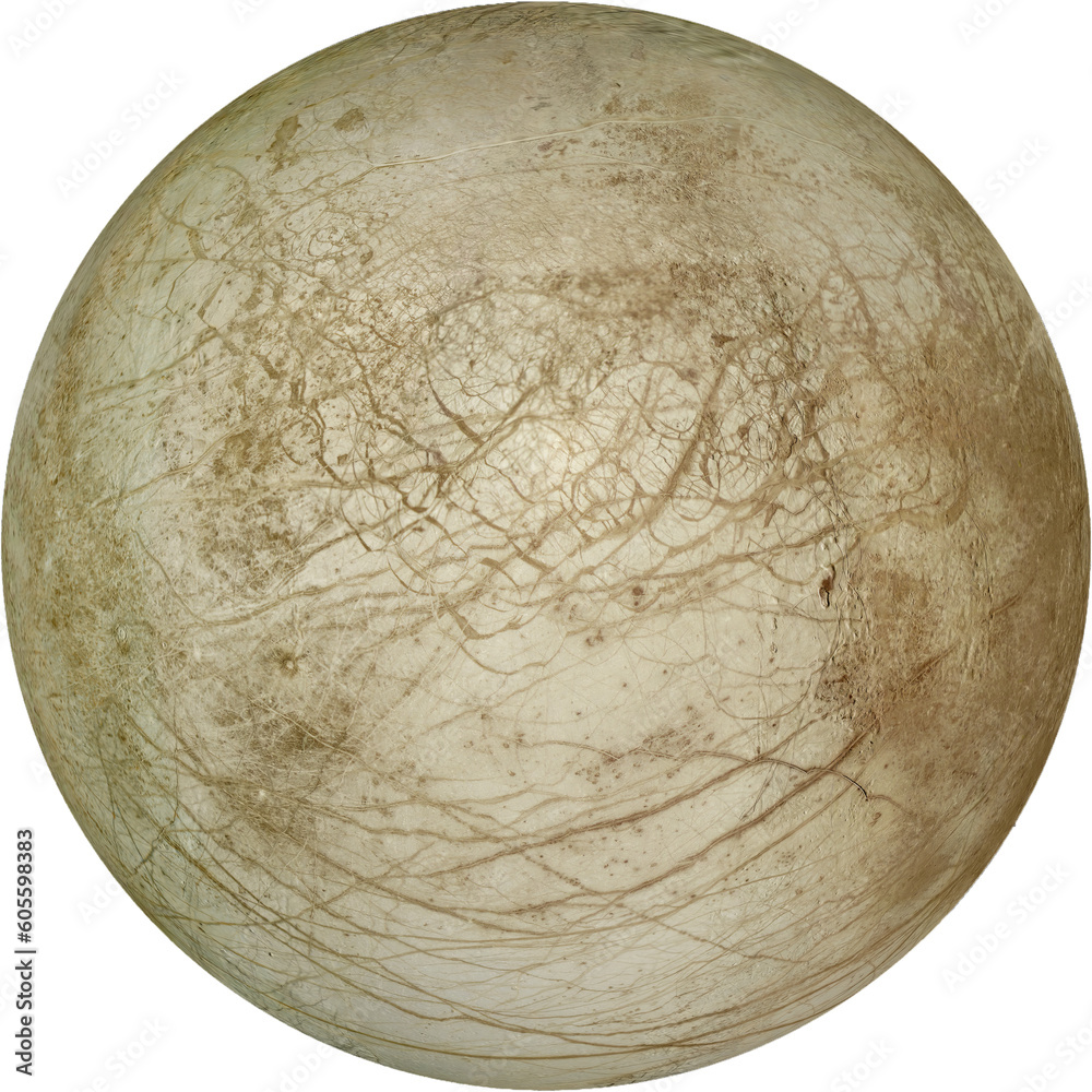 Europa planet moon of the planet Jupiter in natural colours isolated on ...