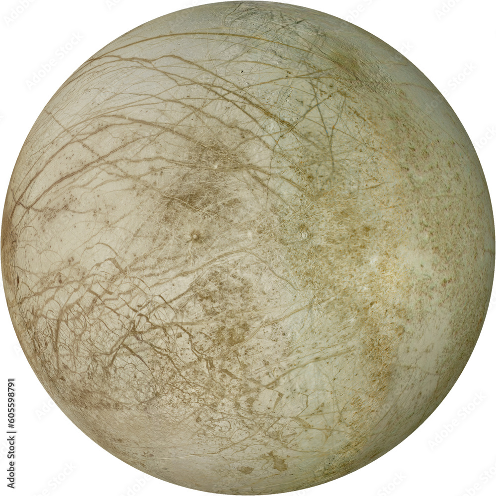 Europa planet moon of the planet Jupiter in natural colours isolated on ...