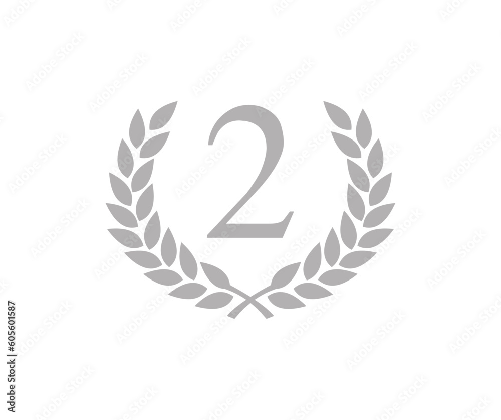 Second place. Laurel wreath of victory silver logo design. Nominated ...