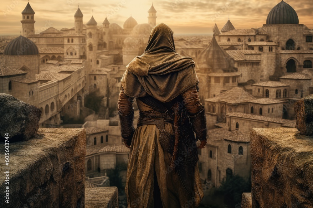 Medieval knight old man hero. Generate Ai Stock Illustration | Adobe Stock