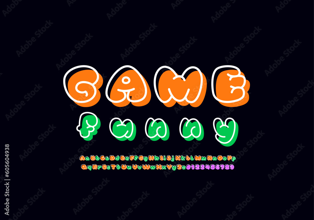 Fun font, comic alphabet in the cartoon style, child uppercase and ...