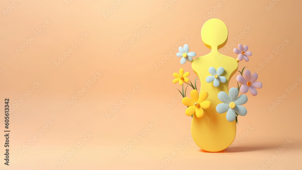 Female symbol with spring flowers in 3d style. Concept of women's ...