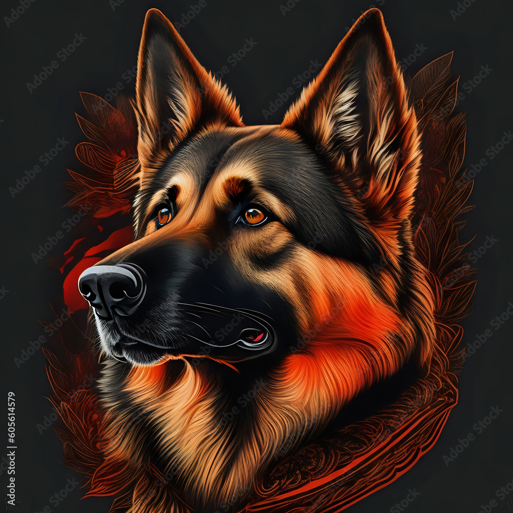 Title: German Shepherd Majesty: Flat Design of a Fierce and Majestic ...