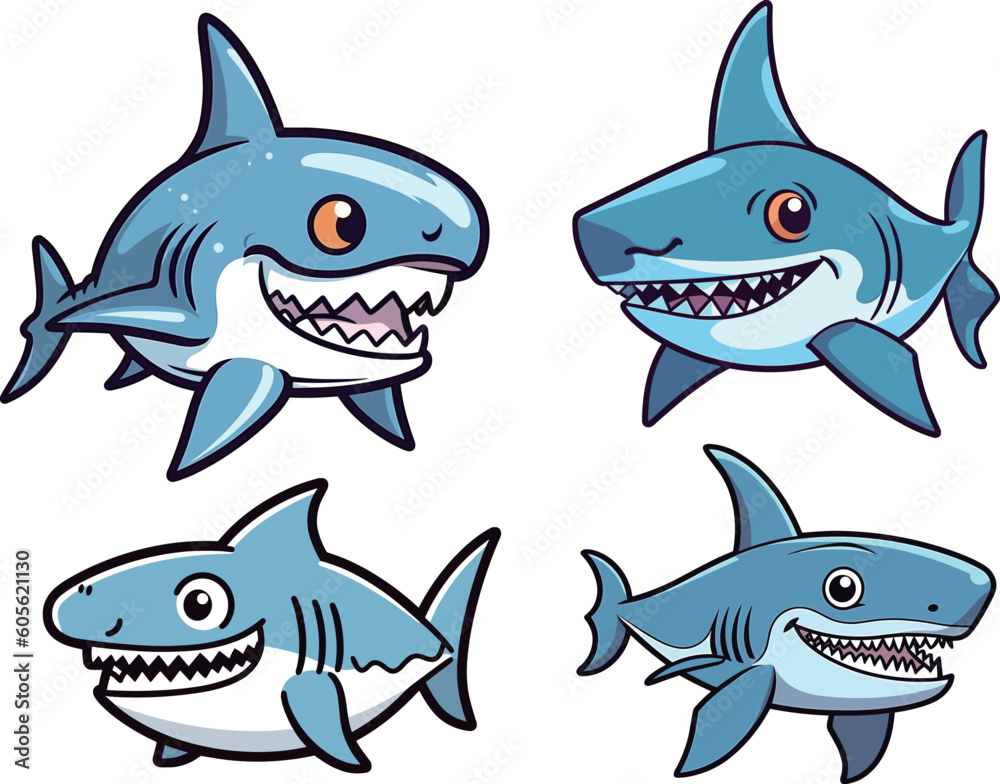 Cartoon shark vector illustration Stock Vector | Adobe Stock