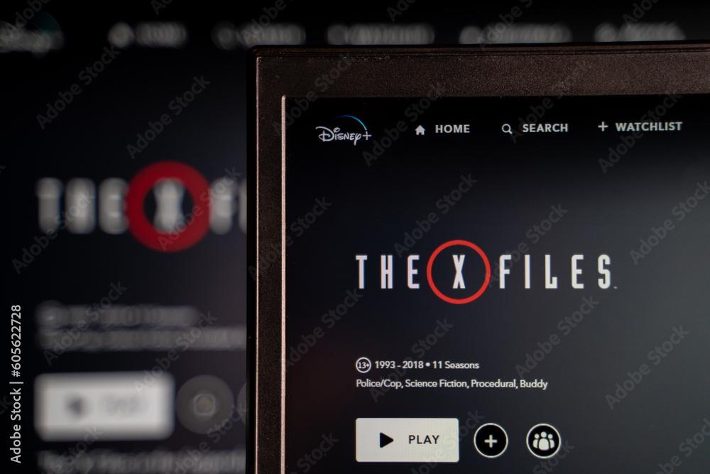 The X Files tv series poster on Disney Plus site. The X-Files is an ...