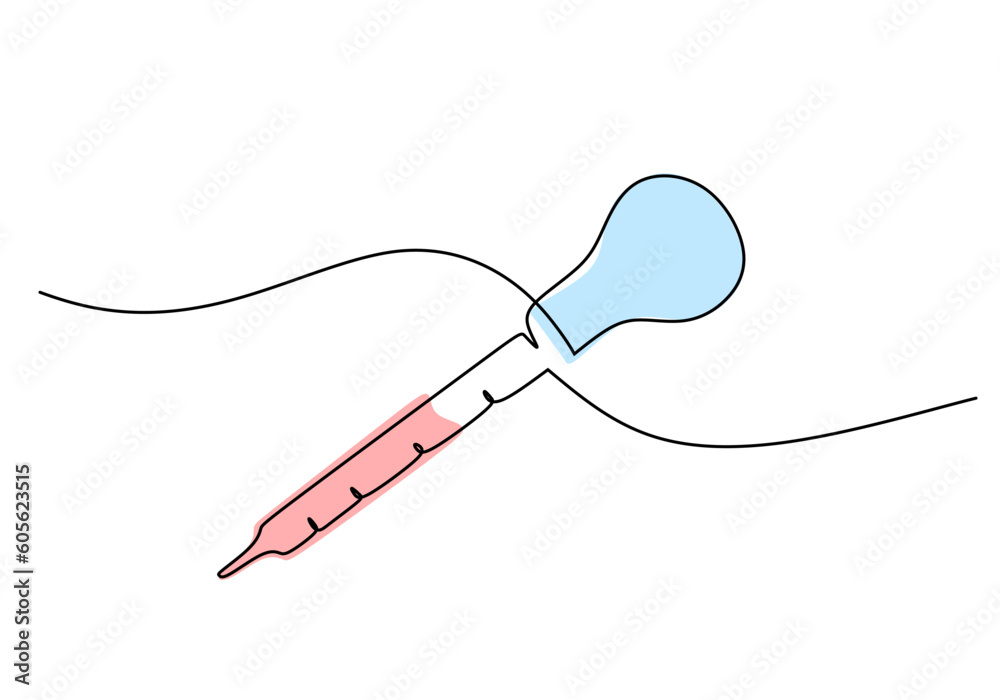 Pipette - Laboratory equipment and tools object, one line drawing ...