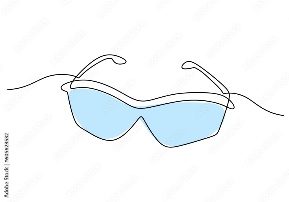 Safety goggles - Laboratory equipment and tools object, one line ...