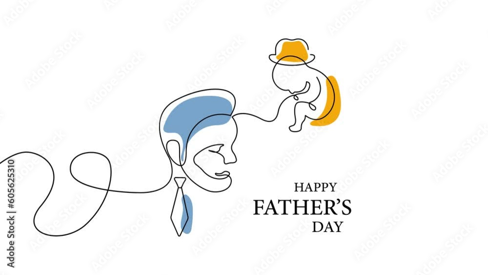 Abstract one line art animation for Happy Father's Day, Father and new ...