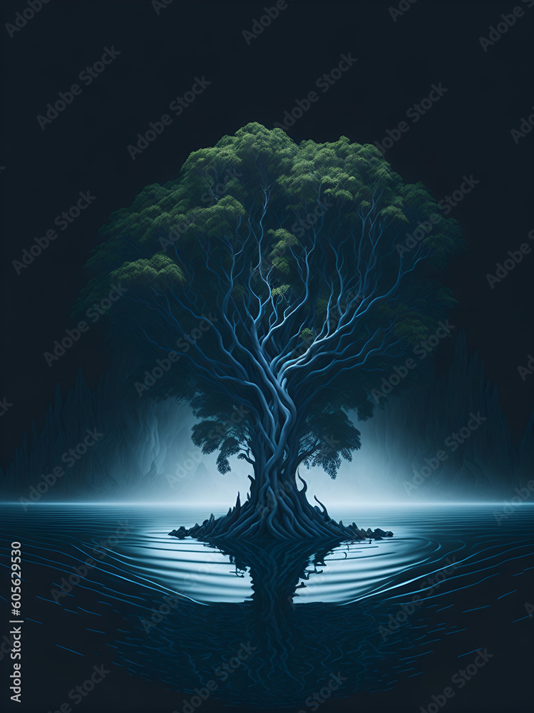 Cartoon Tree. AI generated illustration ilustração do Stock | Adobe Stock