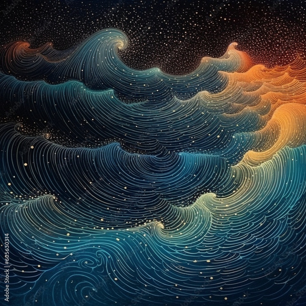 Astral wave patterns undulating lines and curves Stock Illustration ...