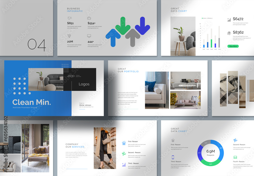 Clean Presentation Layout Stock Template | Adobe Stock