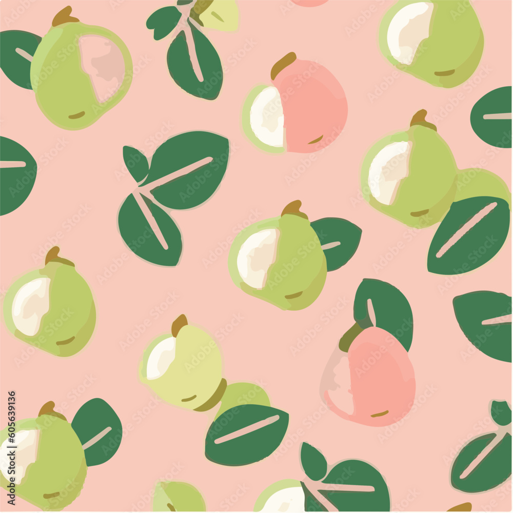 cute simple guava pattern, cartoon, minimal, decorate blankets, carpets ...