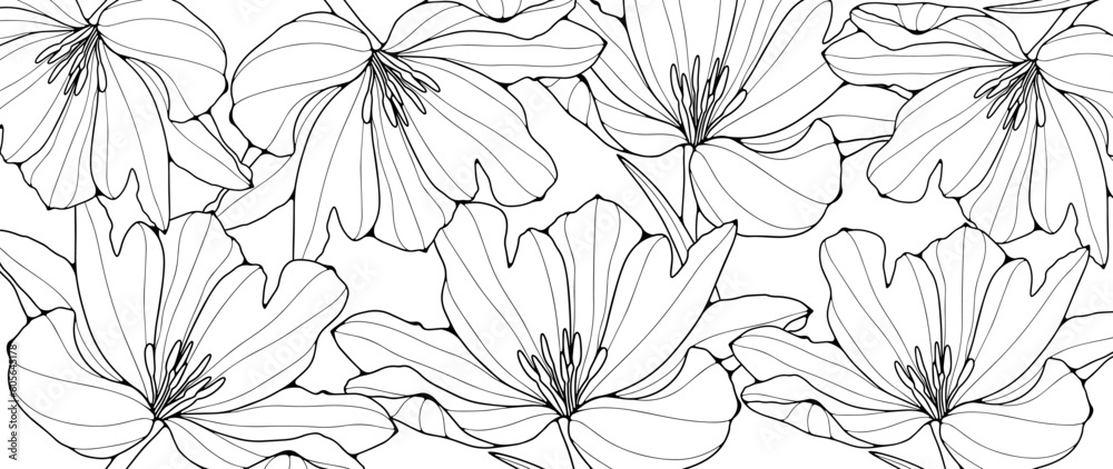 Black and white flower picture for coloring. Floral background for ...