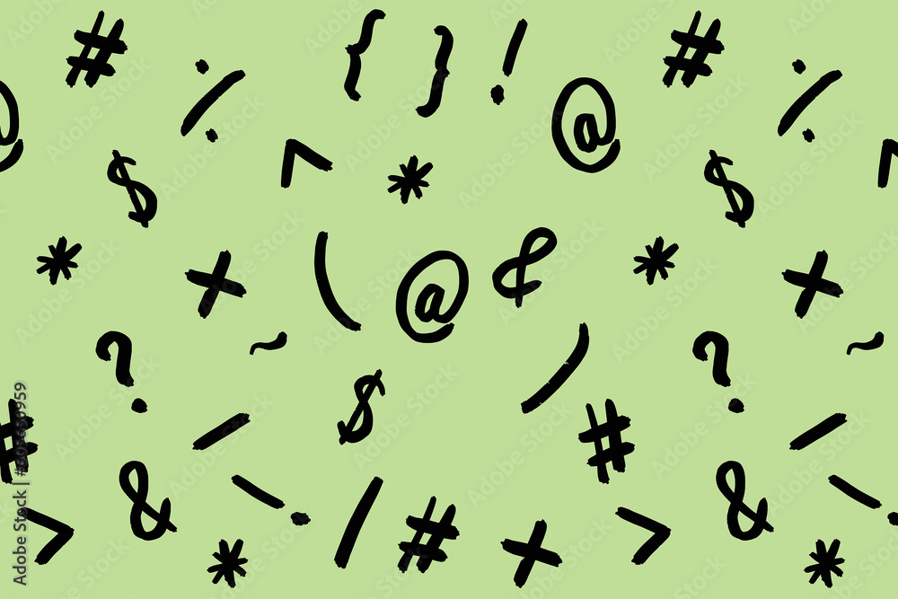 pattern with the image of keyboard symbols. Punctuation marks. Template ...