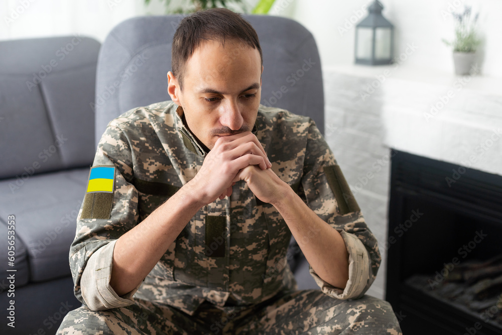 ukrainian man, sodier. Mental health. Nervous male military suffering ...