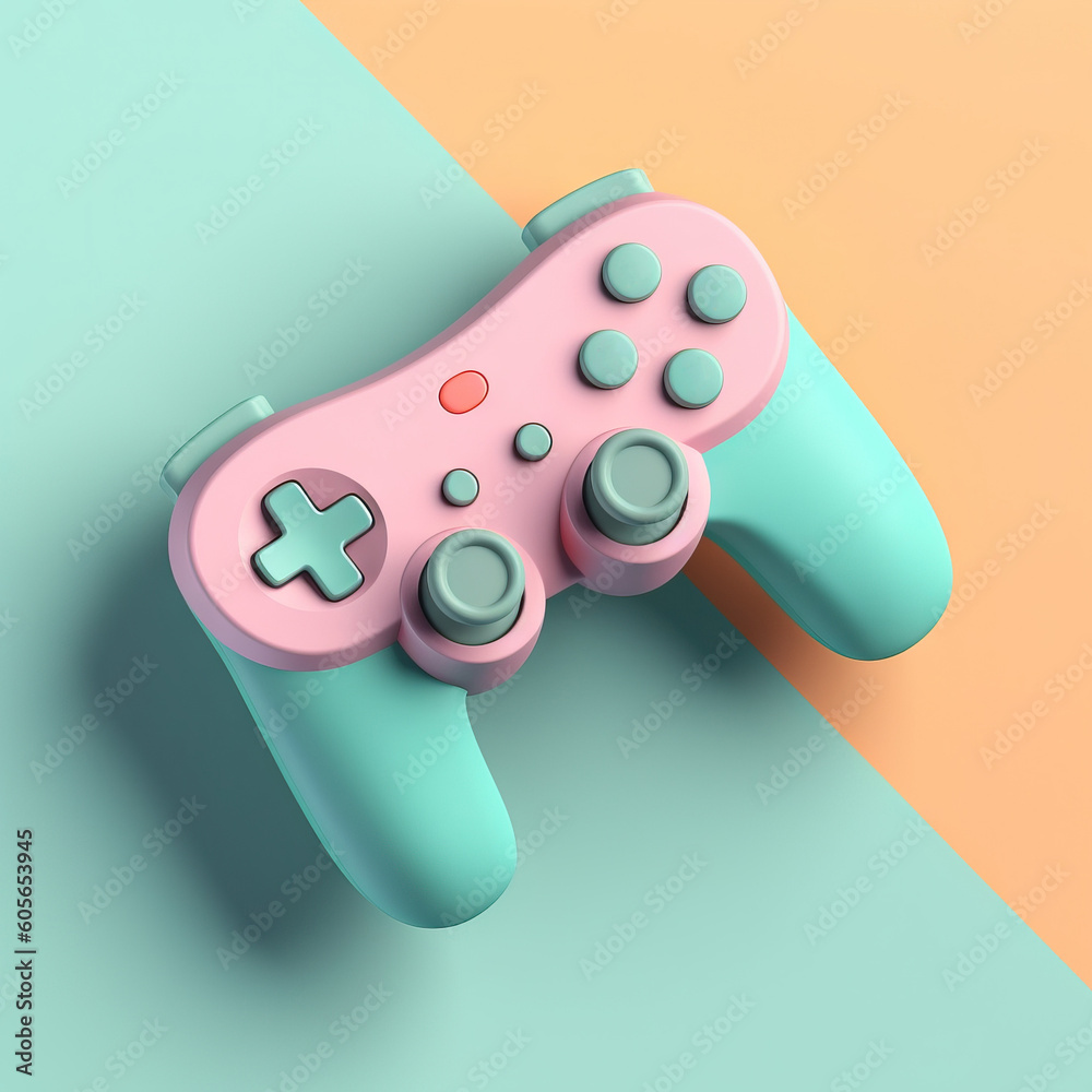 Cute pastel color gamepad icon on transparent background. generative AI ...