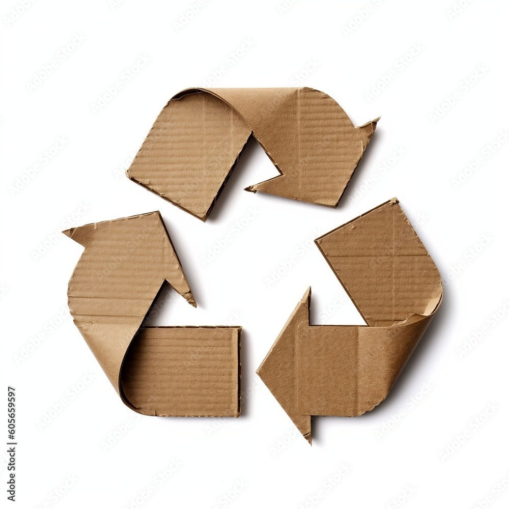 Cardboard Recycling Symbol Isolated on White - Reuse and Recycle Logo ...