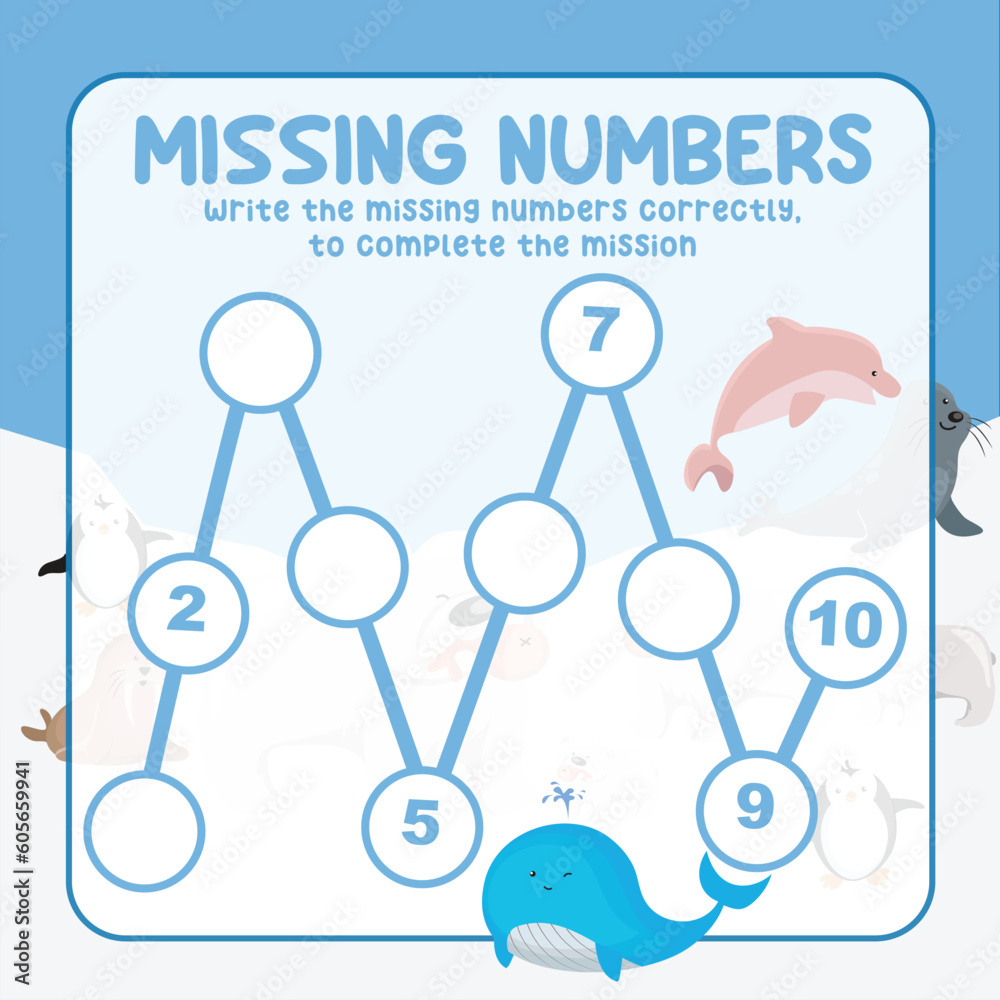 Missing numbers. Write the answer correctly. Educational printable math ...